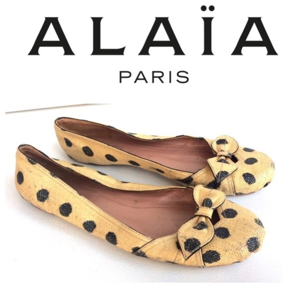 Alaia Raffia Bow Flats - Gem
